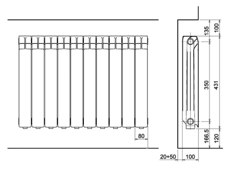 XIAN 450N aluminum radiator 9 elements Ferroli — Rehabilitaweb